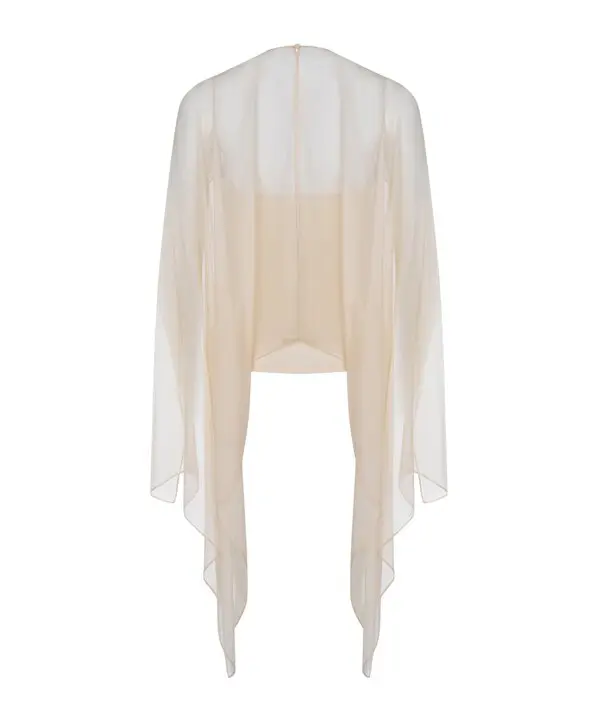 Alberta Ferretti Sheer Cape-sleeve Top - No