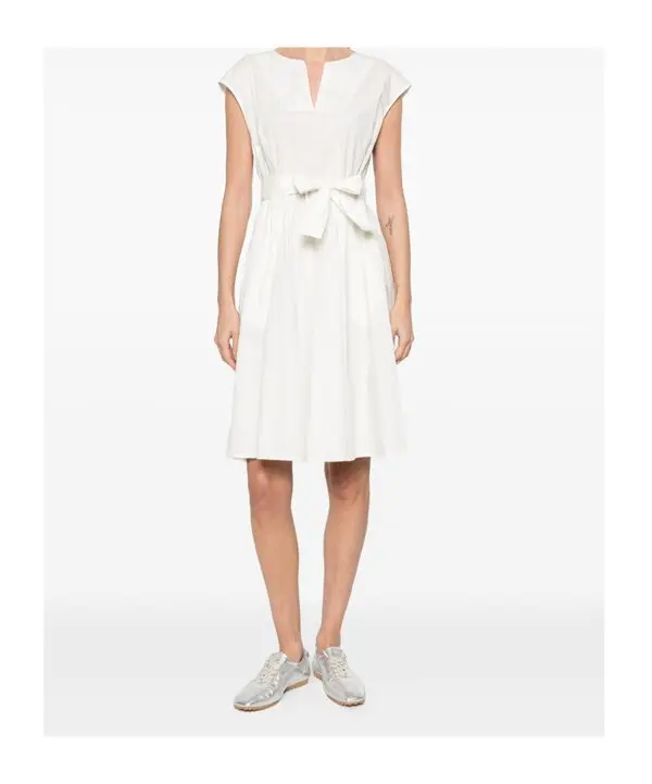Woolrich Belted Poplin Short Dress - White