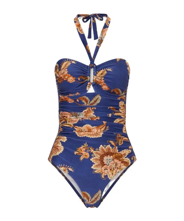 Zimmermann Aster Floral Print Halterneck One-piece Swimsuit - No
