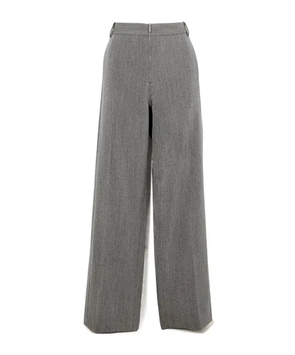 Tibi Wool Straight-leg Pants With Zip Front And Pressed Pleats - Gray