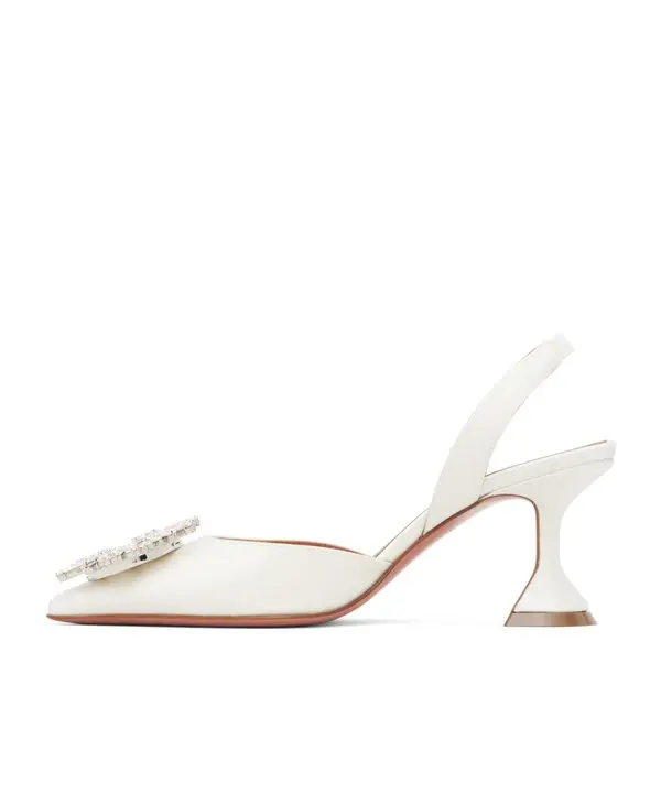 Amina Muaddi Begum Sling 70 Pointed-toe High-heeled Sandals - White