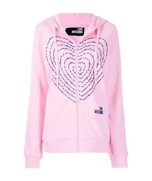 Moschino Heart Print Full Zip Hoodie