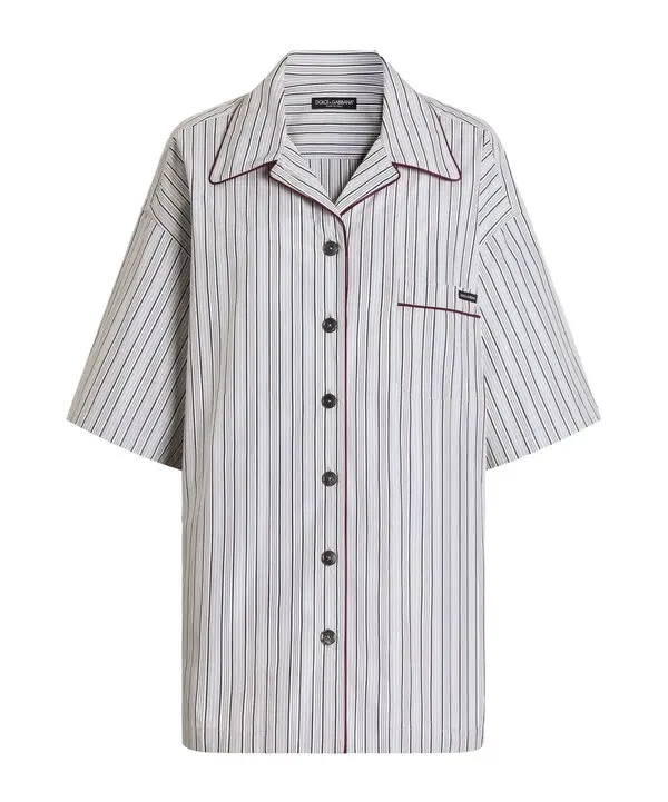 Dolce & Gabbana Striped Short Sleeve Shirt - White