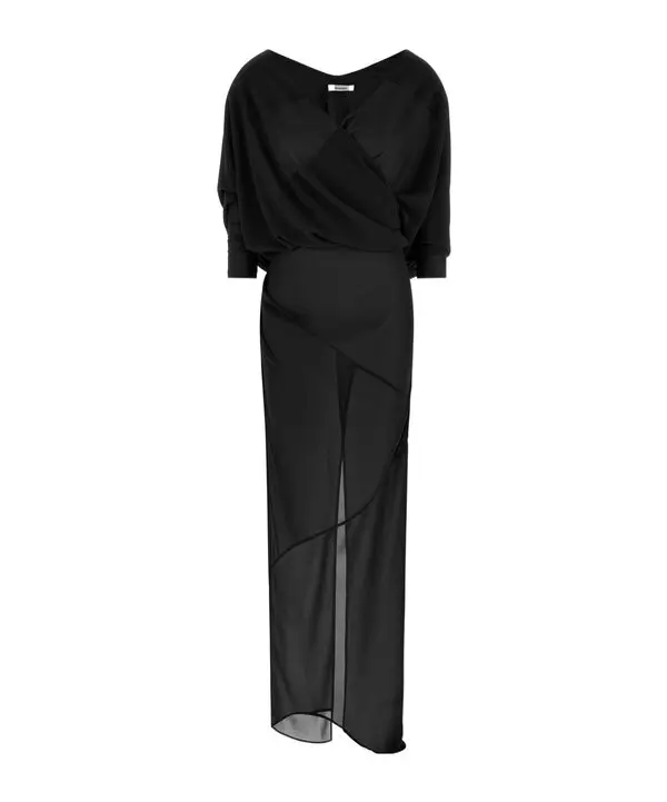 ENTIRE STUDIOS Asymmetric Wrap Maxi Dress - Black