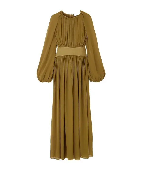 Zimmermann Carousel Billow Gathered Georgette Maxi Dress - Green