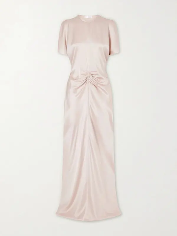 Victoria Beckham Isabella Ruched Satin Maxi Dress - Pink