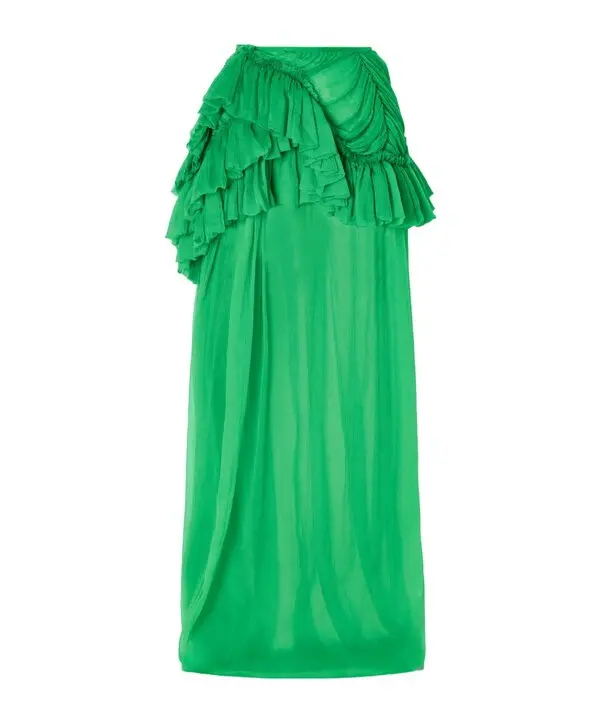 Dries Van Noten Ruffled Silk-chiffon Maxi Skirt - Green