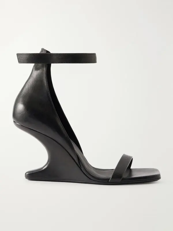 Rick Owens Cantilever Leather Wedge Mules