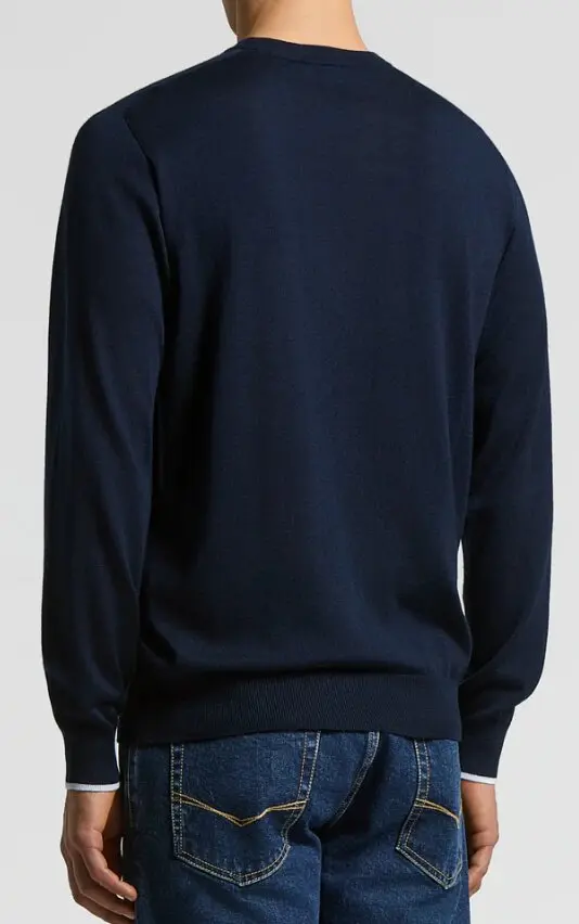 Peserico Crewneck Jumper With Contrasting Stripe Trim - Black