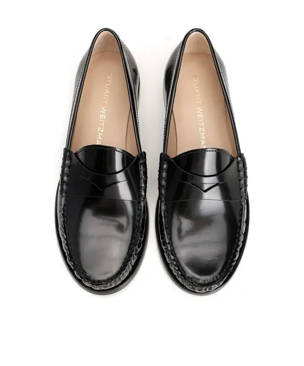 STUART WEITZMAN Lottie Loafer With Ruffle Detail - Black