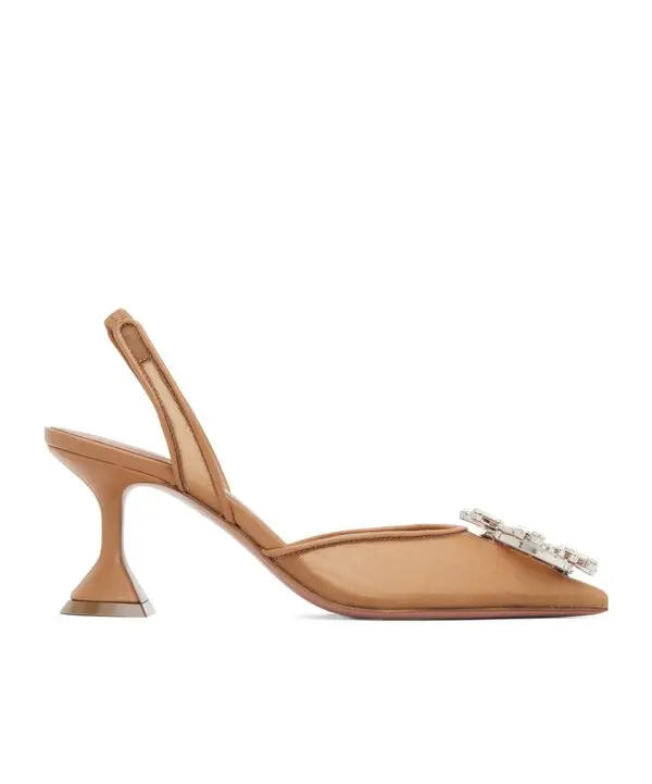 Amina Muaddi Begum Mesh Sling 70 Pointed-toe High-heeled Sandals - Latte