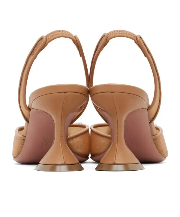 Amina Muaddi Begum Mesh Sling 70 Pointed-toe High-heeled Sandals - Latte