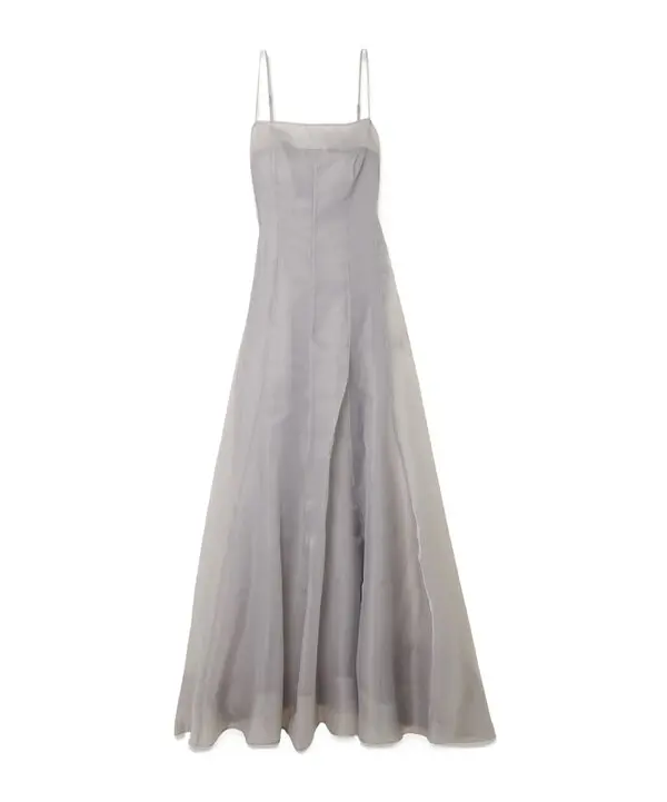 Staud Gustav Patchwork Dress - Light Gray