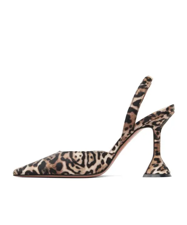 Amina Muaddi Holli Sling 95 Leopard Print Pointed Toe High-heeled Sandals - Black