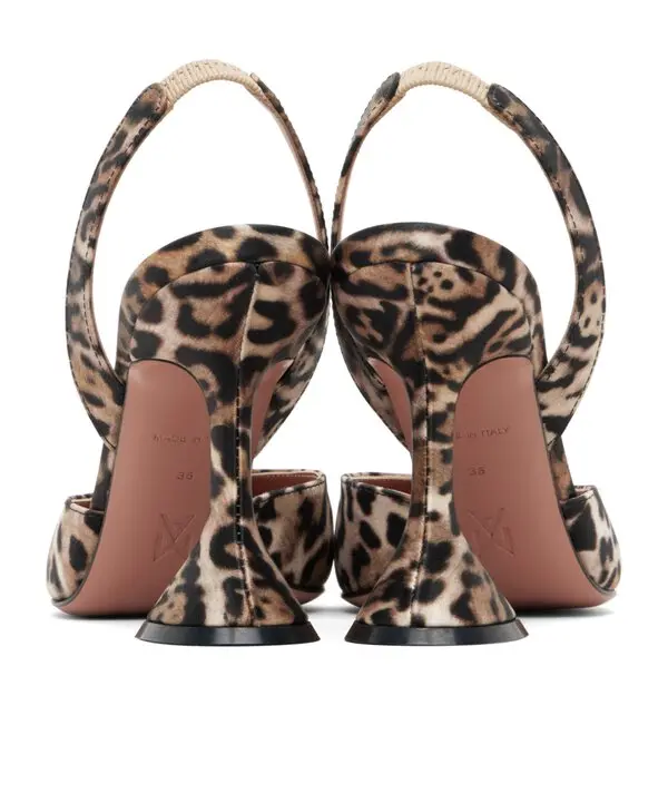 Amina Muaddi Holli Sling 95 Leopard Print Pointed Toe High-heeled Sandals - Black