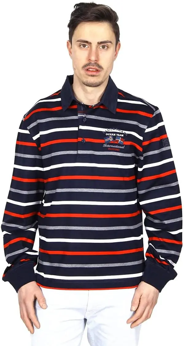 PAUL  SHARK Striped Long-sleeved Polo Shirt