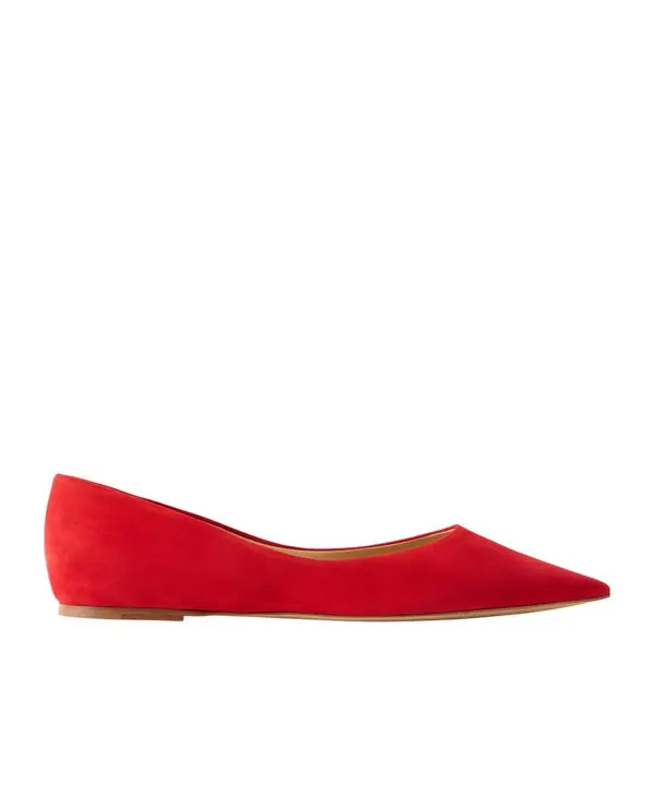 Gabriela Hearst Suede Pointed Toe Ballet Flats - Red