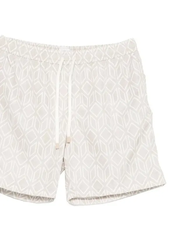 Eleventy Geometric Pattern Swim Trunks - White