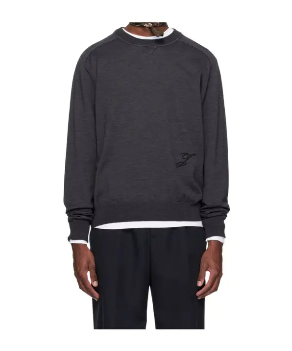 Jacquemus Logo Embroidered Crewneck Knitted Jumper - Grey