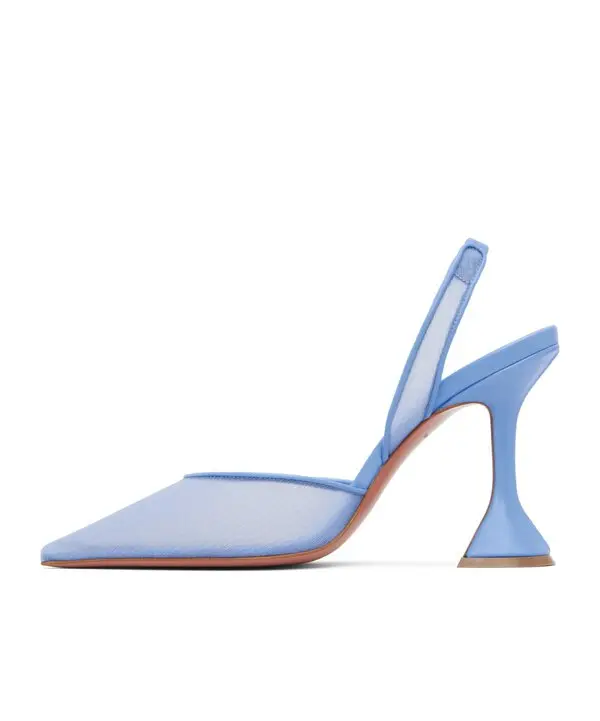 Amina Muaddi Holli Mesh Sling 95 Pointed-toe High-heeled Sandals - Light Blue