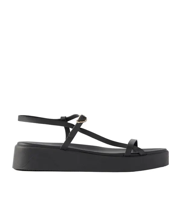 ANCIENT GREEK SANDALS Politia Leather Platform Sandals - Black