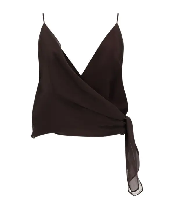 ALYSI Draped Wrap Top - Choco