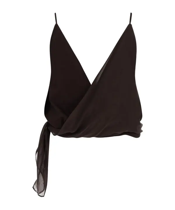 ALYSI Draped Wrap Top - Choco