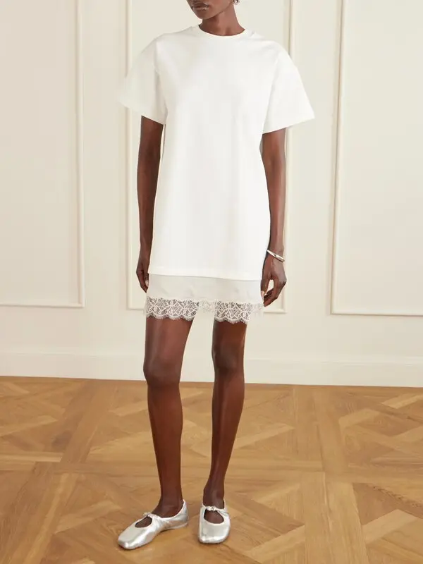 Staud Grier Mini Dress With Lace Trim