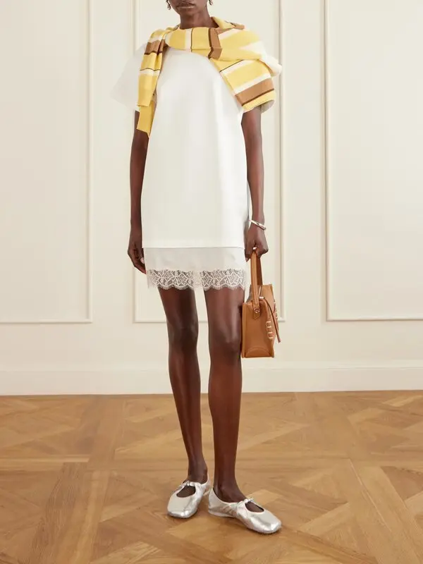 Staud Grier Mini Dress With Lace Trim