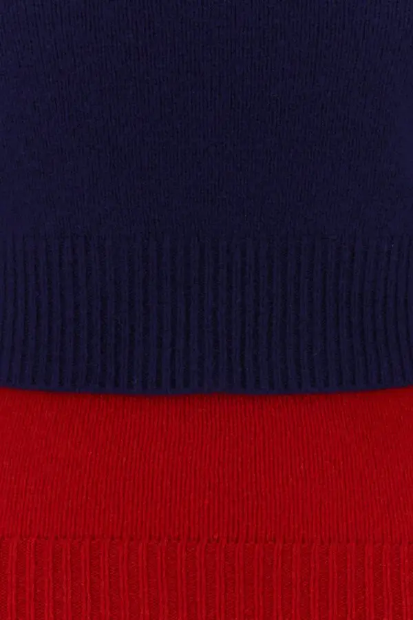 JIL SANDER Double Layer Mock Neck Knitted Sweater - Navy Blue