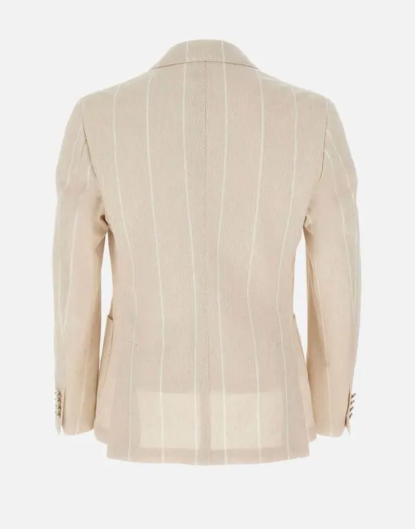 Eleventy Double-breasted Striped Blazer - Nude