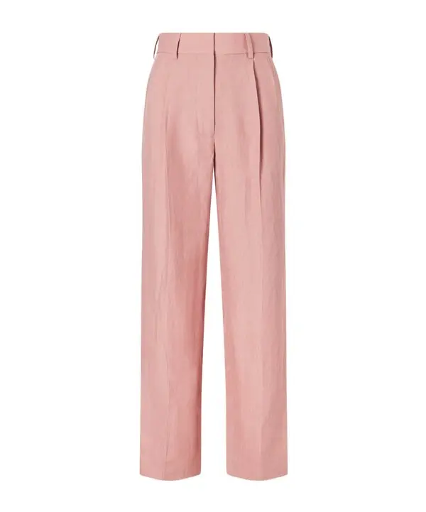 BLAZÉ MILANO Sun Fox Pleated Linen Straight-leg Pants
