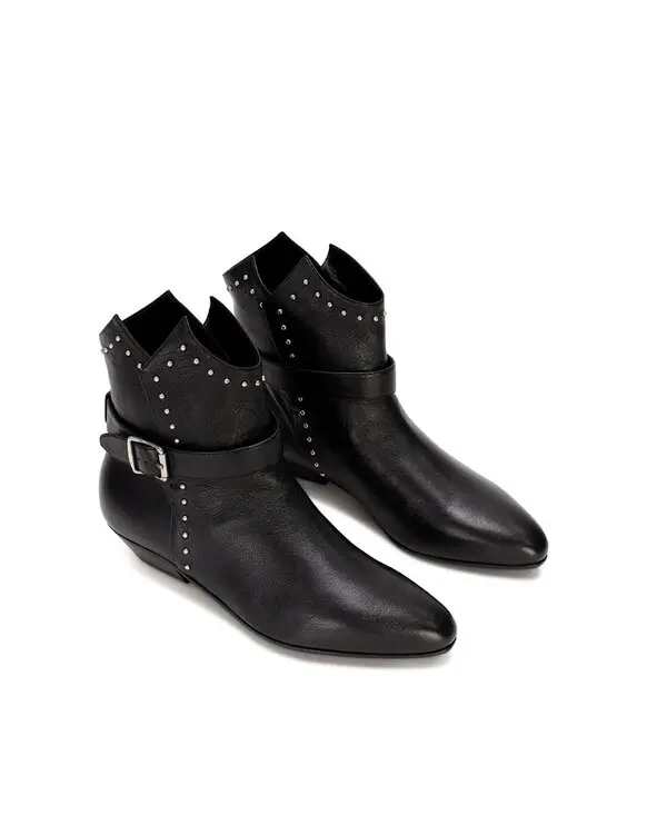 Saint Laurent Logo Studded Ankle Boots