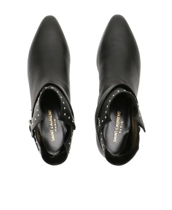 Saint Laurent Logo Studded Ankle Boots