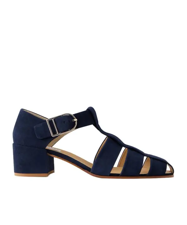 Gabriela Hearst Lyle Suede Buckled Block Heel Pumps