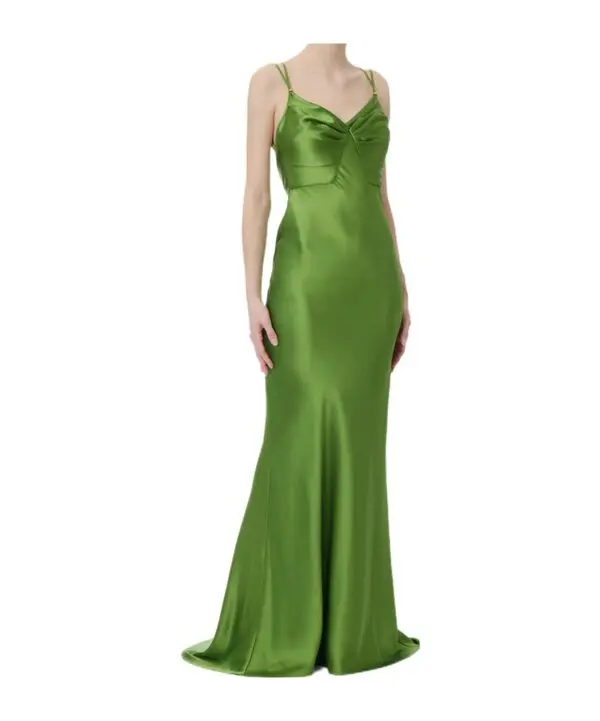 Elisabetta Franchi Draped Satin Maxi Dress