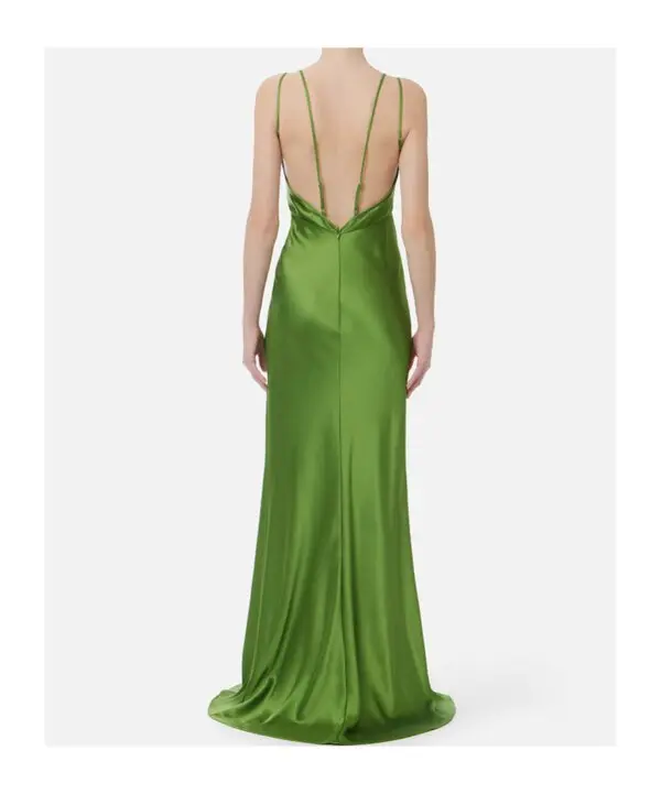 Elisabetta Franchi Draped Satin Maxi Dress