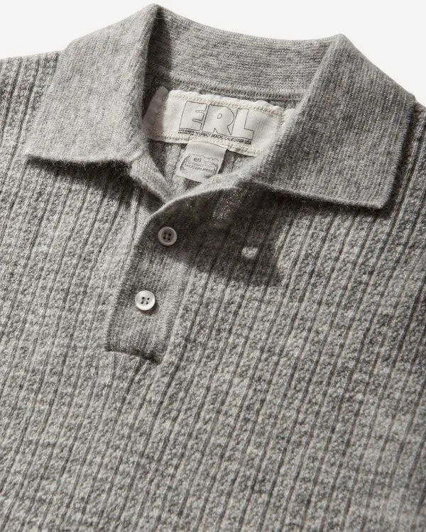 ERL Ribbed Knit Polo Sweater
