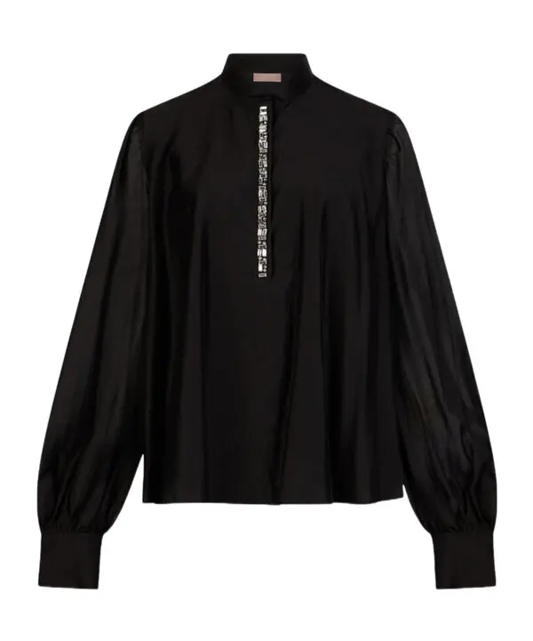 Liu Jo Embellished Long Sleeve Blouse - Black