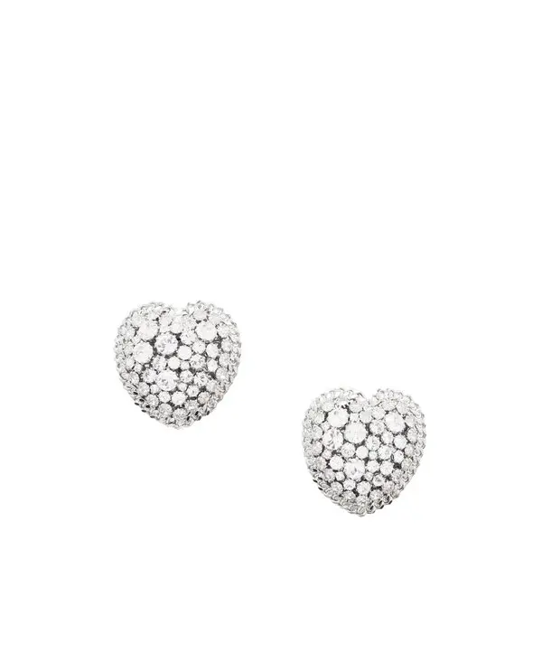 Alessandra Rich Silver-tone Crystal Heart Earrings - White