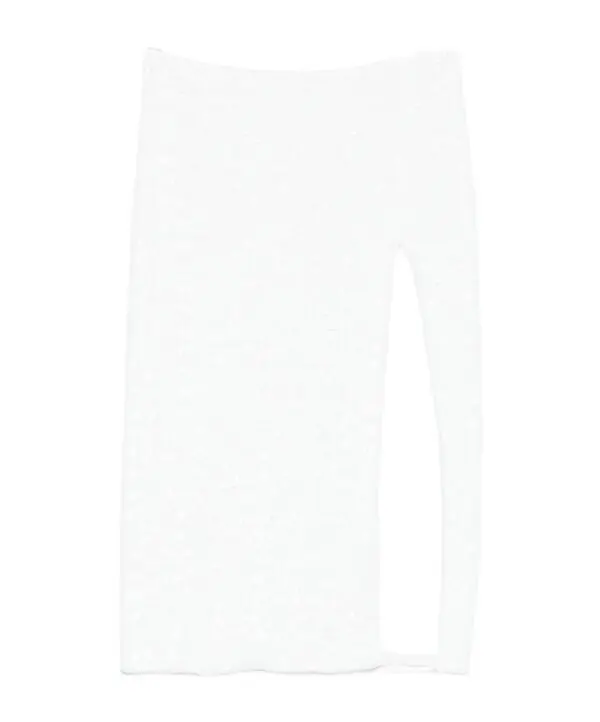 Oseree Sequin Side Slit Skirt - Pearl White