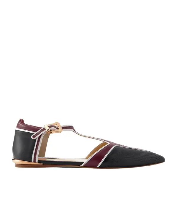 Gabriela Hearst Leya Color-block Leather Point-toe Flats - Black