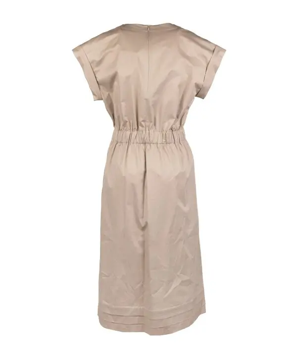 Peserico Belted V-neck Dress With Short Sleeves And Side Ties - Nude