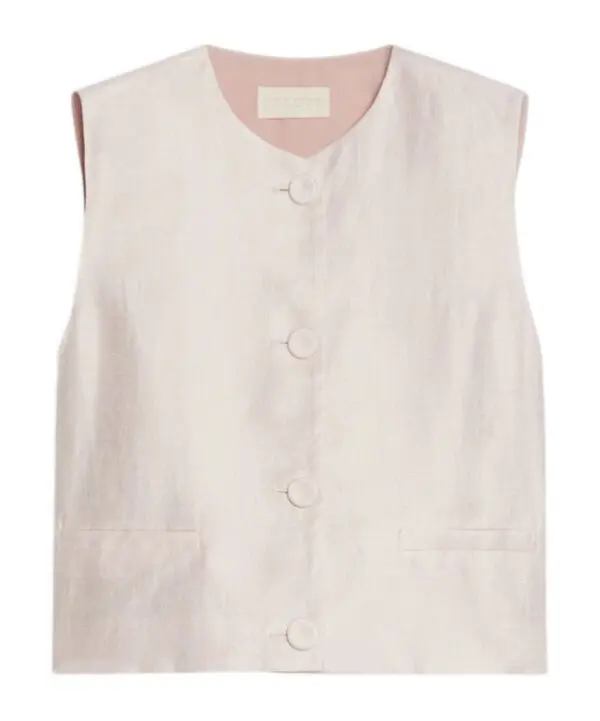 IBLUES Wet-look Linen-blend Satin Gilet