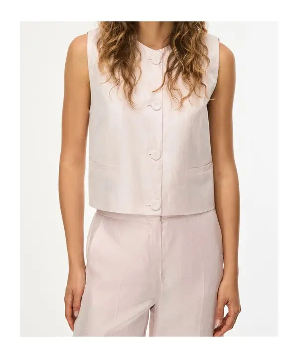 IBLUES Wet-look Linen-blend Satin Gilet