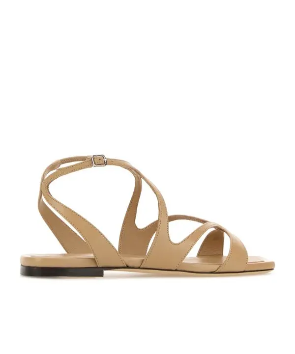 JIMMY CHOO Ayla Strappy Flat Sandals - Light Brown