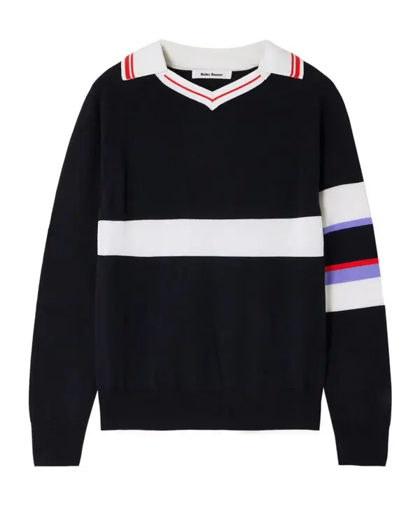 WALES BONNER Wool And Silk-blend Sweater With Color-blocked Sleeve
