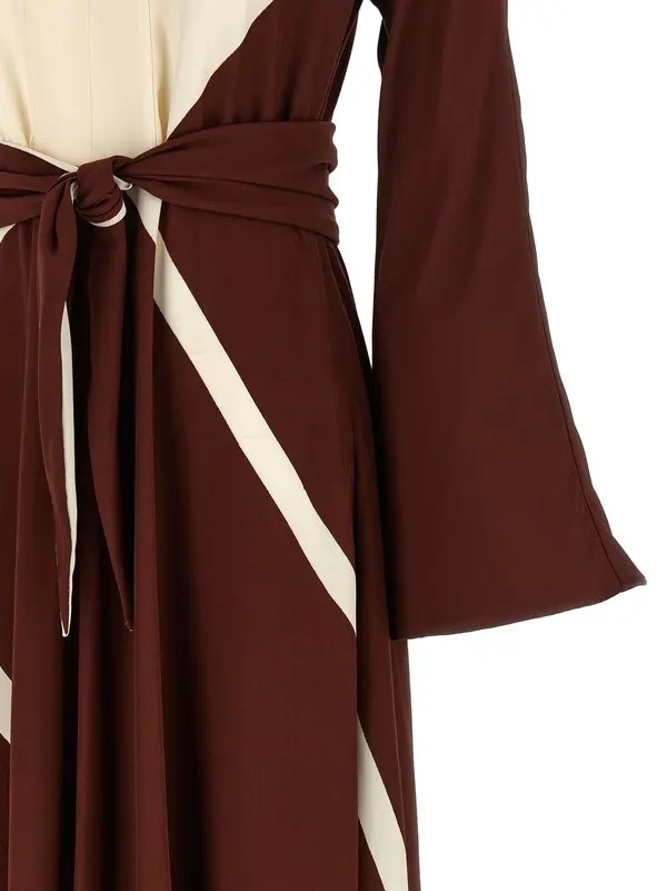 Alberta Ferretti Belted V-neck Dress