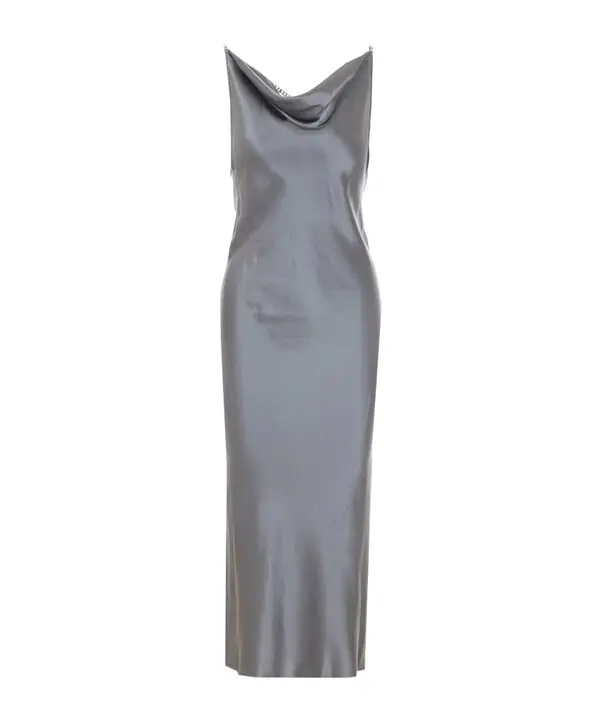 Patrizia Pepe Cowl-neck Crystal-trim Dress - Gray