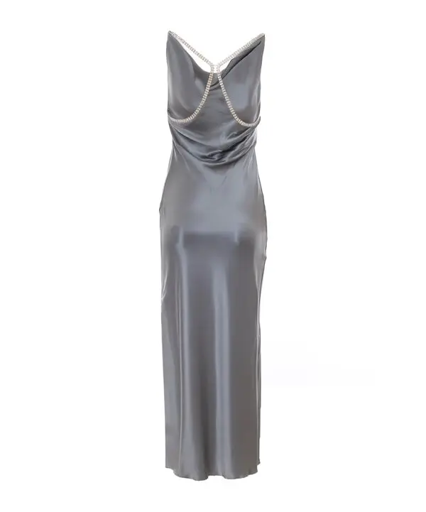 Patrizia Pepe Sleeveless Cowl Neck Crystal Trim Dress